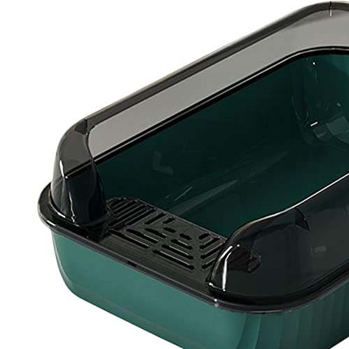 Qianly Cat Litter Box,Cat Toilet,Detachable, Anti Splash,Easy to Clean, Stain Resistant Scatter Shield Kitty Litter Pan Cat Litter Tray Kitty, Green