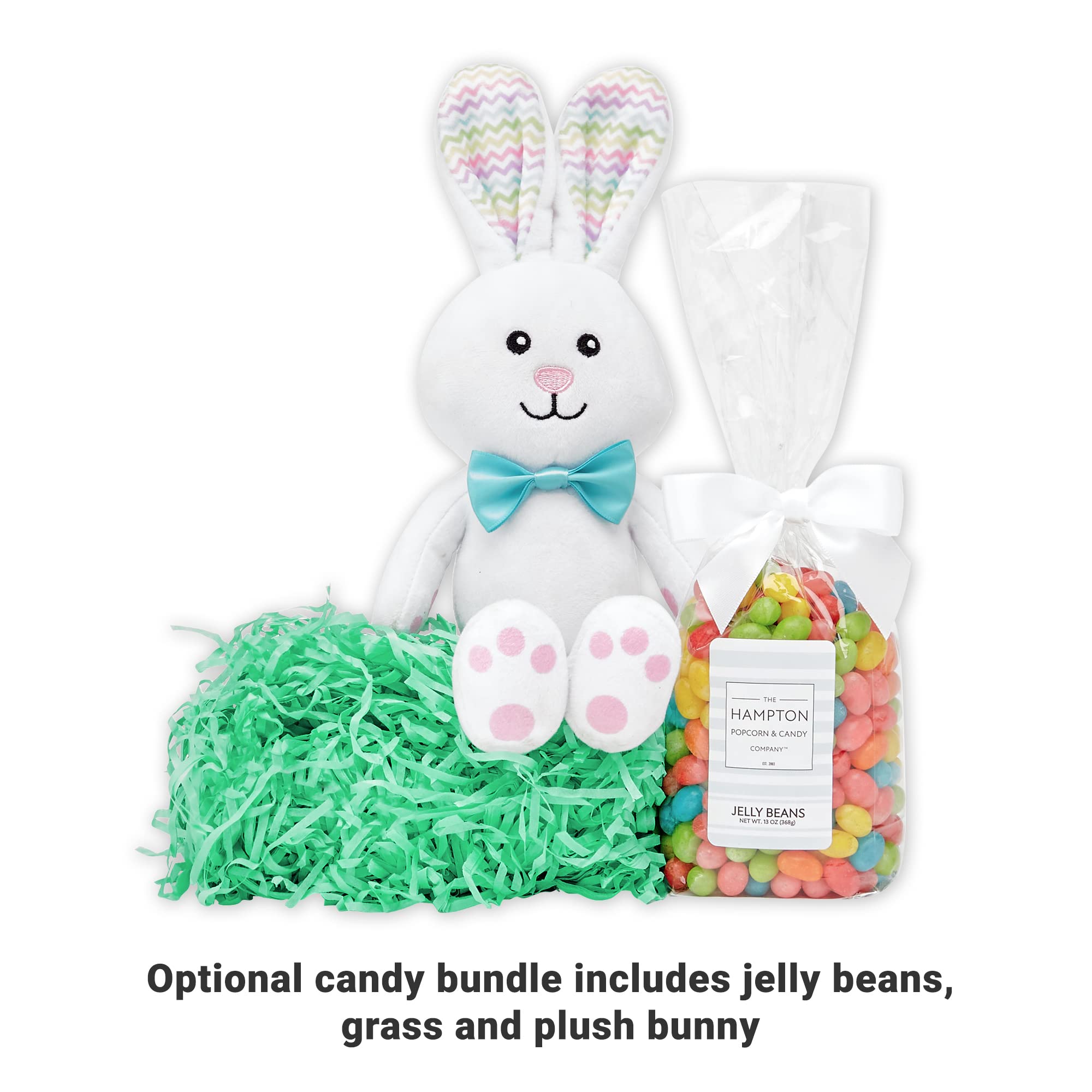 Let's Make Memories Personalized Easter Basket - Fuzzy Bunny Plush - Easter Basket for Kids - Gray