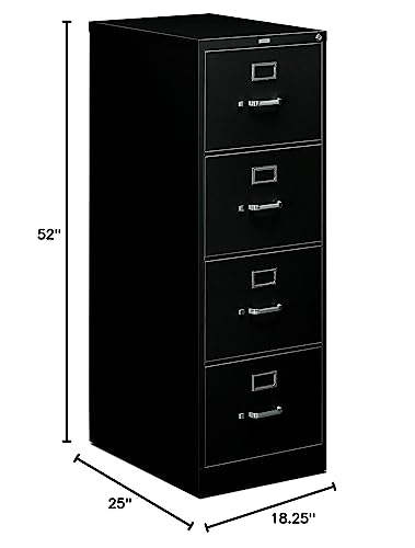 HON 4-Drawer Legal File - Full-Suspension Filing Cabinet with Lock, 52 by 25-Inch Black (H514)