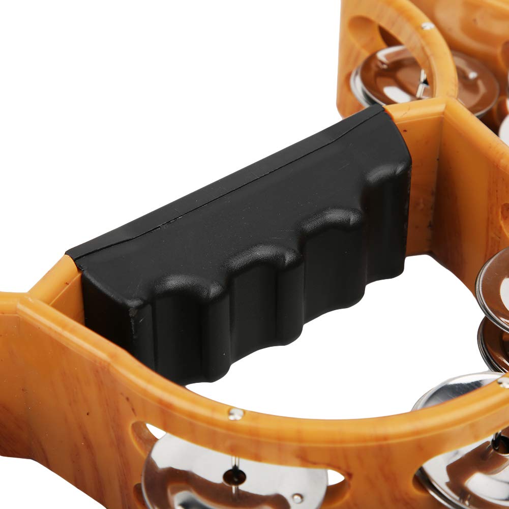 Eujgoov Tambourine Double Row Tambourine Half Moon Tambourine Double Row Metal Bell ABS Handle Compact Handbell with Ergonomic Grip Percussion Instrument