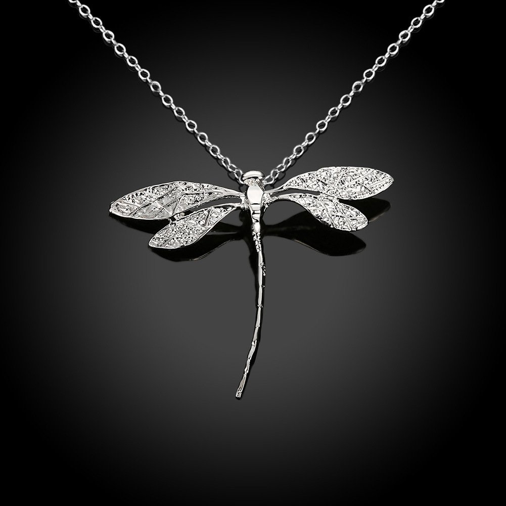 Adecco LLC New Jewelry Fashion Silver Dragonfly Necklace Pendant 18 inch Chain (dragonfly)