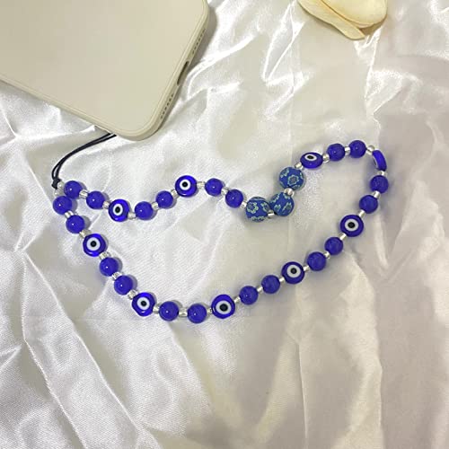 Beaded Phone Charm, Face Phone Lanyard Wrist Strap Gemstone Handmade Phone Chain Strap Keychain for Women Girls