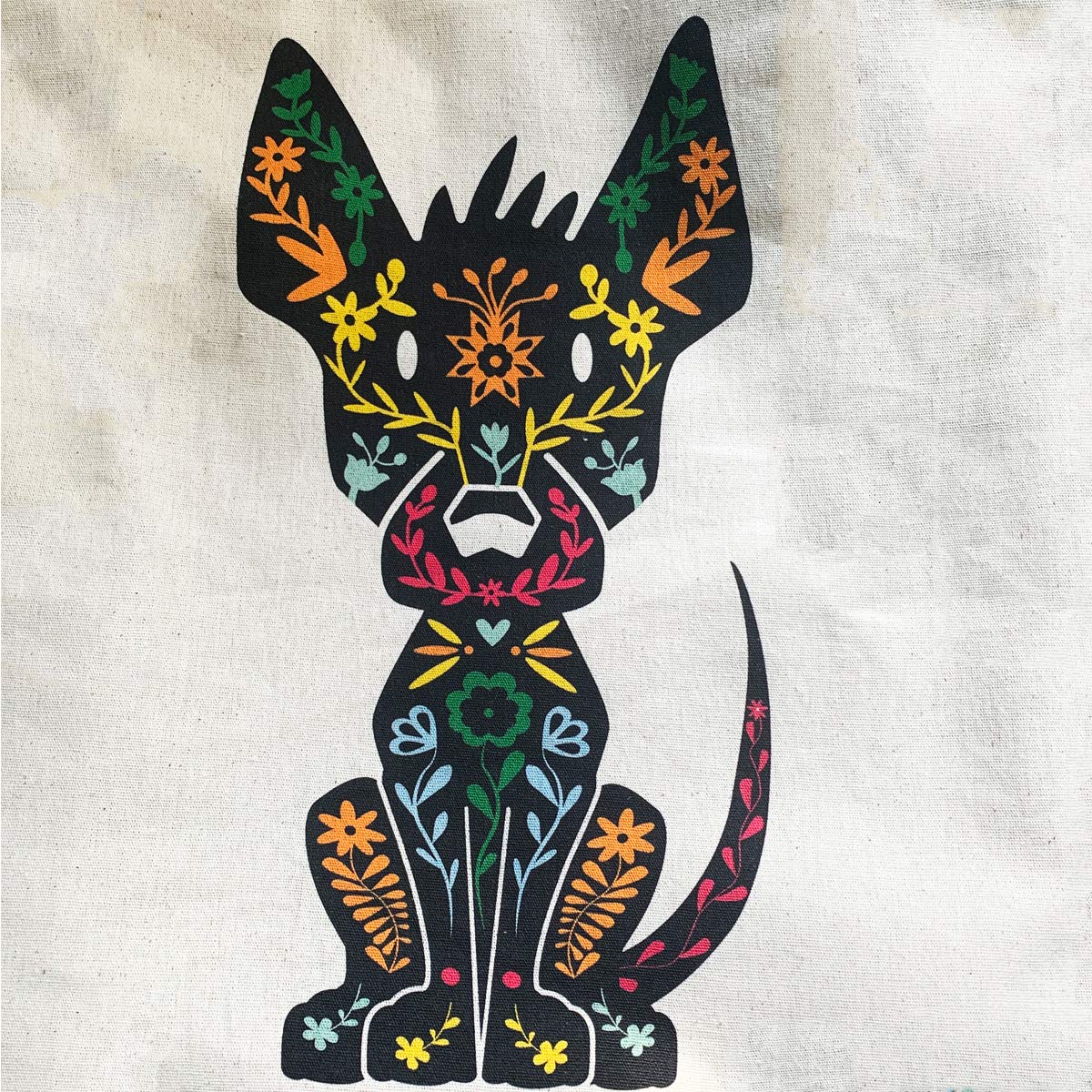 BY MEXICO Xolo Canvas Totebag, Mexican Dog Travel Shoulder Bag w/Snap Closure