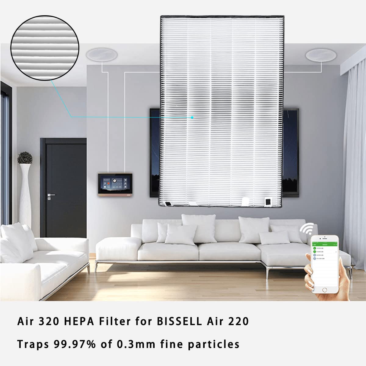 Lexind Air220 Filter Replacement for Bissell air320 Air220 aka 2609A Smart Air Purifier HEPA Air Filter (Pre-Filter 2678 + 2804 H13 Grade HEPA Filter + 2677 Activated Carbon Filter) 1 Set