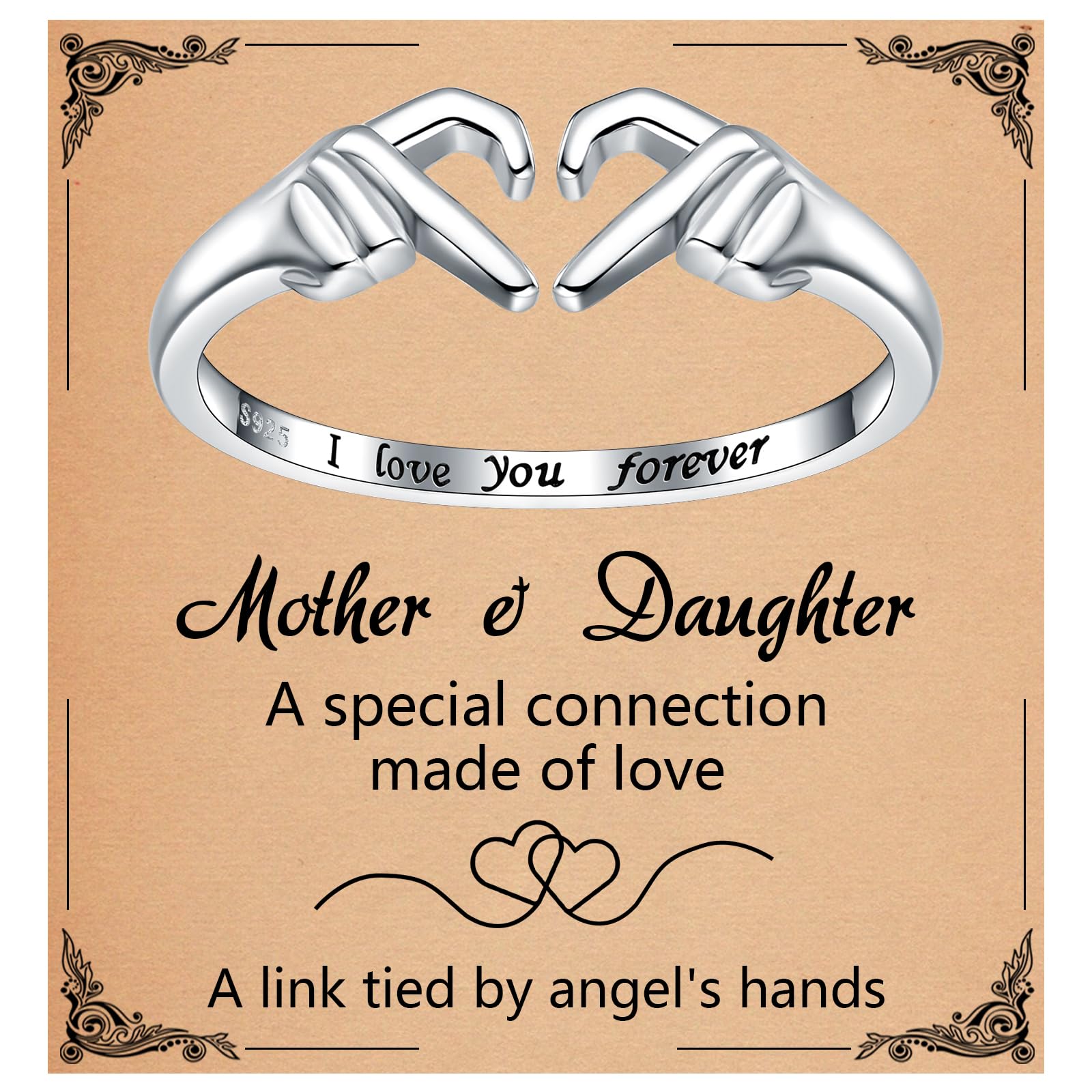 925SterlingSilver Heart Claddagh Rings for Women Adjustable White18KRose Gold Plated Irish Claddagh Ring Friendship Promise Love Heart Jewelry Rings Christmas Gifts for Women Friends Teen