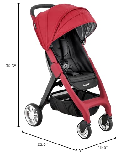 Larktale chit Chat Stroller | Lightweight Compact Stroller for Babies and Toddlers 6 Months and Up | Best Compact Stroller for Travel | Features One-Handed Steering and Easy Fold, Barossa Red