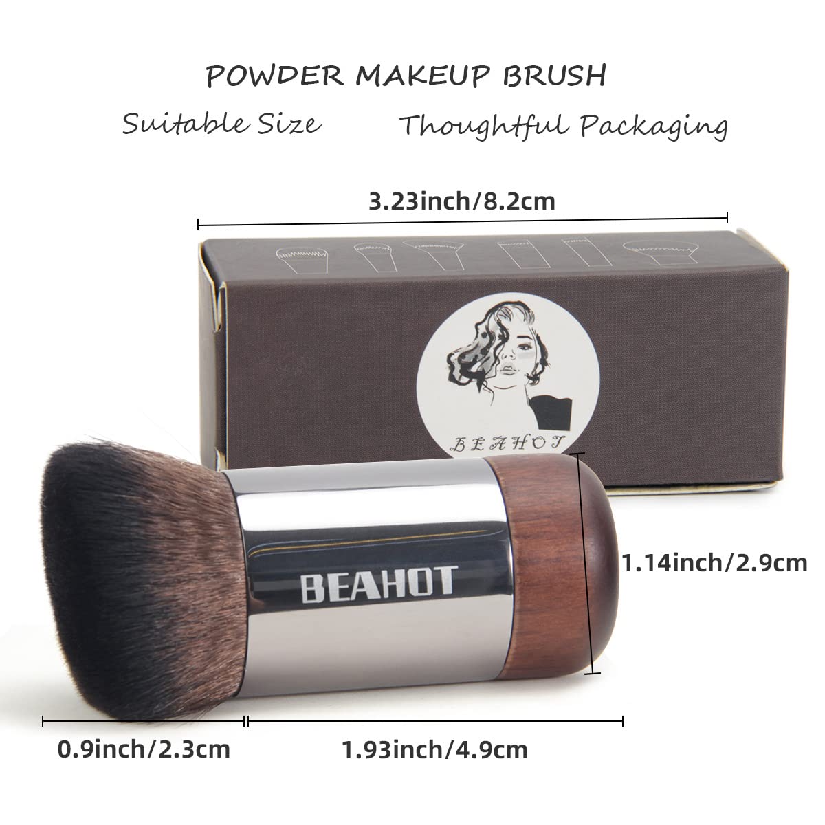 Angled Foundation Brush - Kabuki Makeup Brush, Flat Top Blush Brush, Bronzer Contour Brush, Suitable for Liquid Makeup, Concealer, Flawless Powder Cosmetics and Blush Buffing, with Wooden Handle