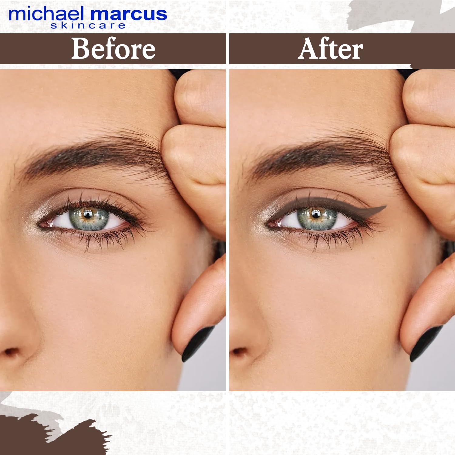 michael marcus Makeup Cake Eye Liner & Eyeliner Brush (Espresso) - Water Activated Dry Pressed, Long-Lasting & Smudge Resistant Eyeliner - Cruelty & Paraben Free - For Beginner & Pro Makeup Artist