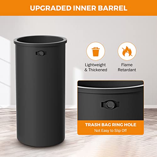 BEAMNOVA Bundle Black 15 x 31.5 in + Metallic 9.8 * 24 in Commercial Stainless Steel Trash Can with Lid Garbage Enclosure Inside Barrel Heavy Duty Waste Container