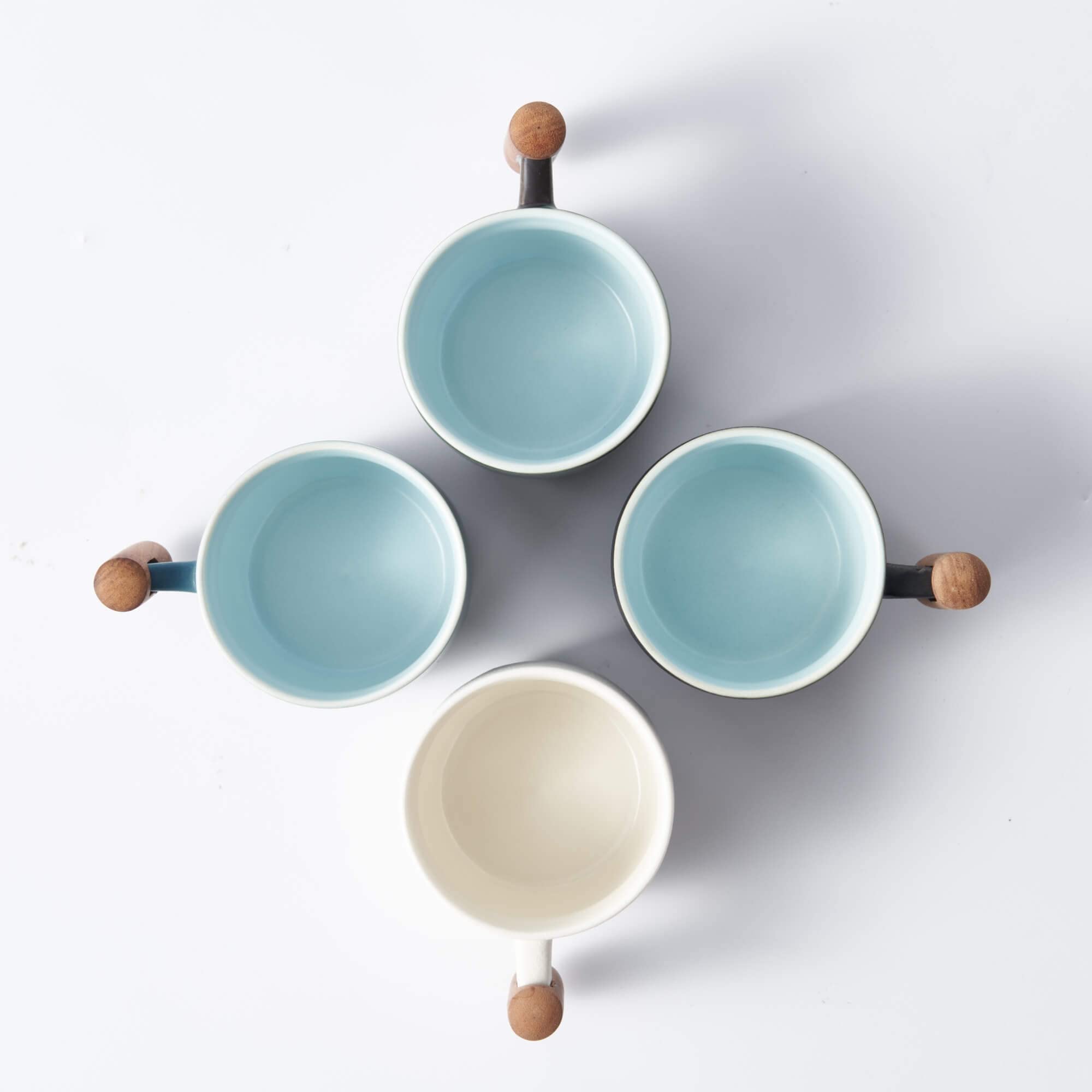 BlogBlog Ceramic Espresso Cups with Wooden Handle Espresso Shot Cups Ceramic Tea Cups Porcelain Demitessa Cups for Coffee or Tea, 3oz (black, 2)