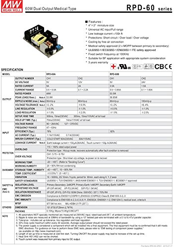 Medical 49W RPD-60A Meanwell AC-DC Dual Output RPD-60 Series MEAN WELL Switching Power Supply