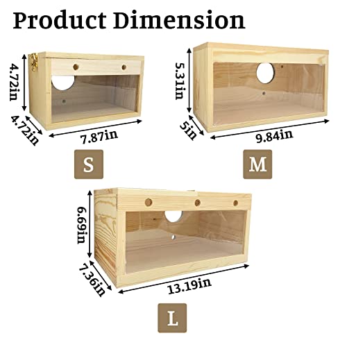 Hamiledyi Parakeet Nesting Box Transparent Budgie Nest Breeding Box with Perch Wood Bird House for Cage Natural Lovebird Breeder Box for Parrot Finch Canary Conure Mating Hatching (5 x 9.84 x 5.31 in)