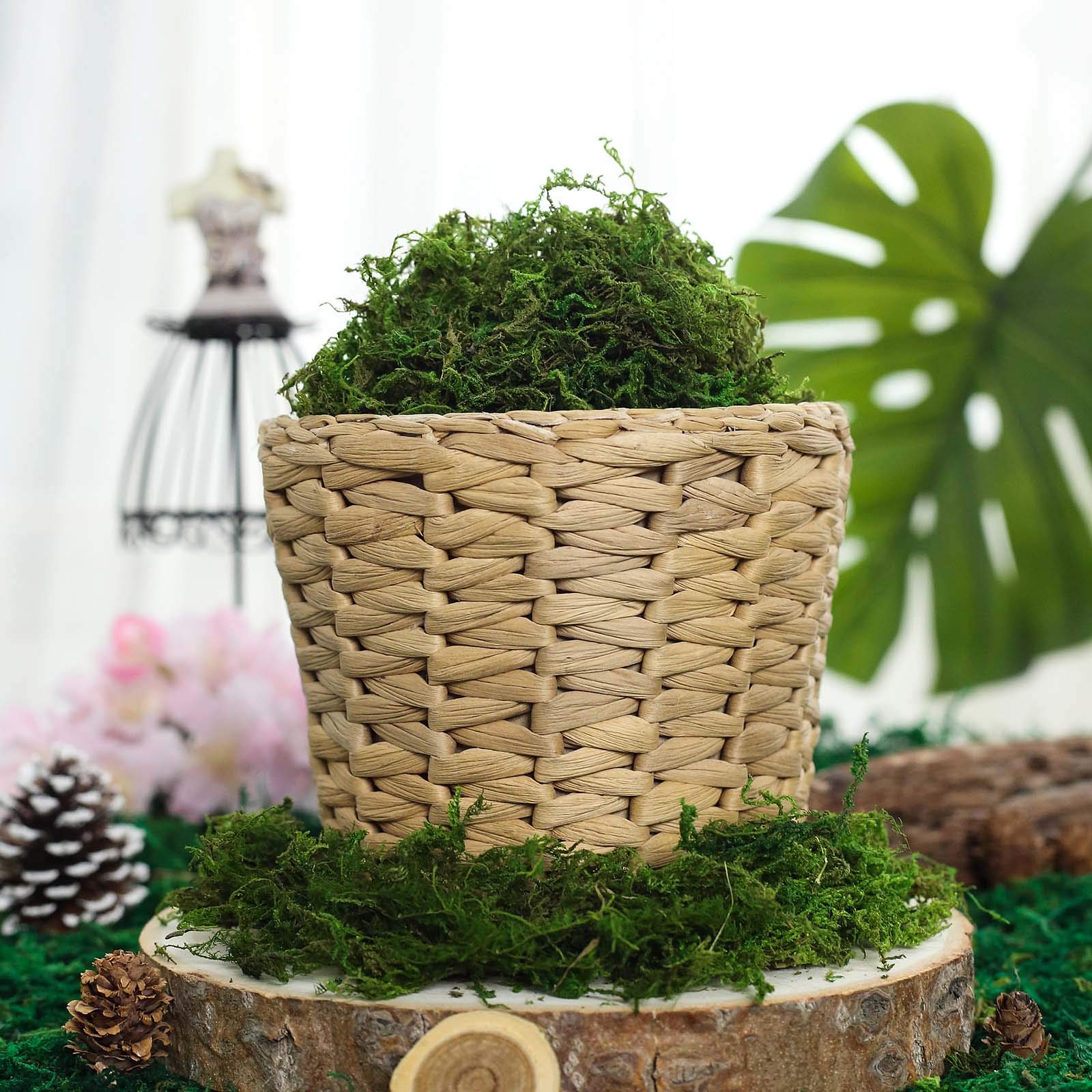 BYHER Artificial Moss Fake Green Grass for Centerpieces Home Kitchen Garden Decor (8OZ, Fresh)
