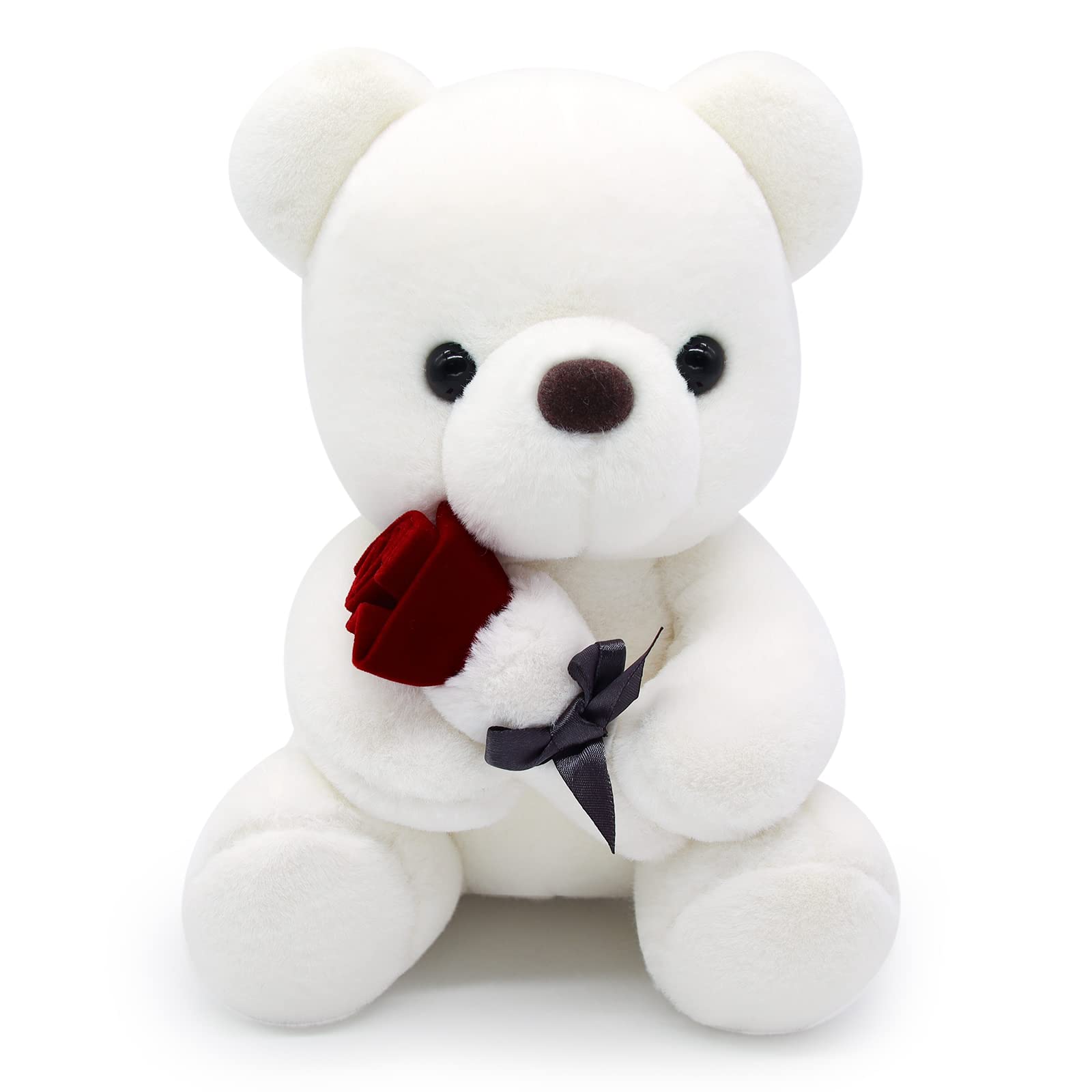 Grekaida Valentines Day Gifts Teddy Bear Plush Stuffed Animal, Teddy Bears Stuffed Animals with Rose Gift for Her and Kids Stuffed Animals Toy Stuffed Animal Gifts Valentines Day Decor 10 Inch