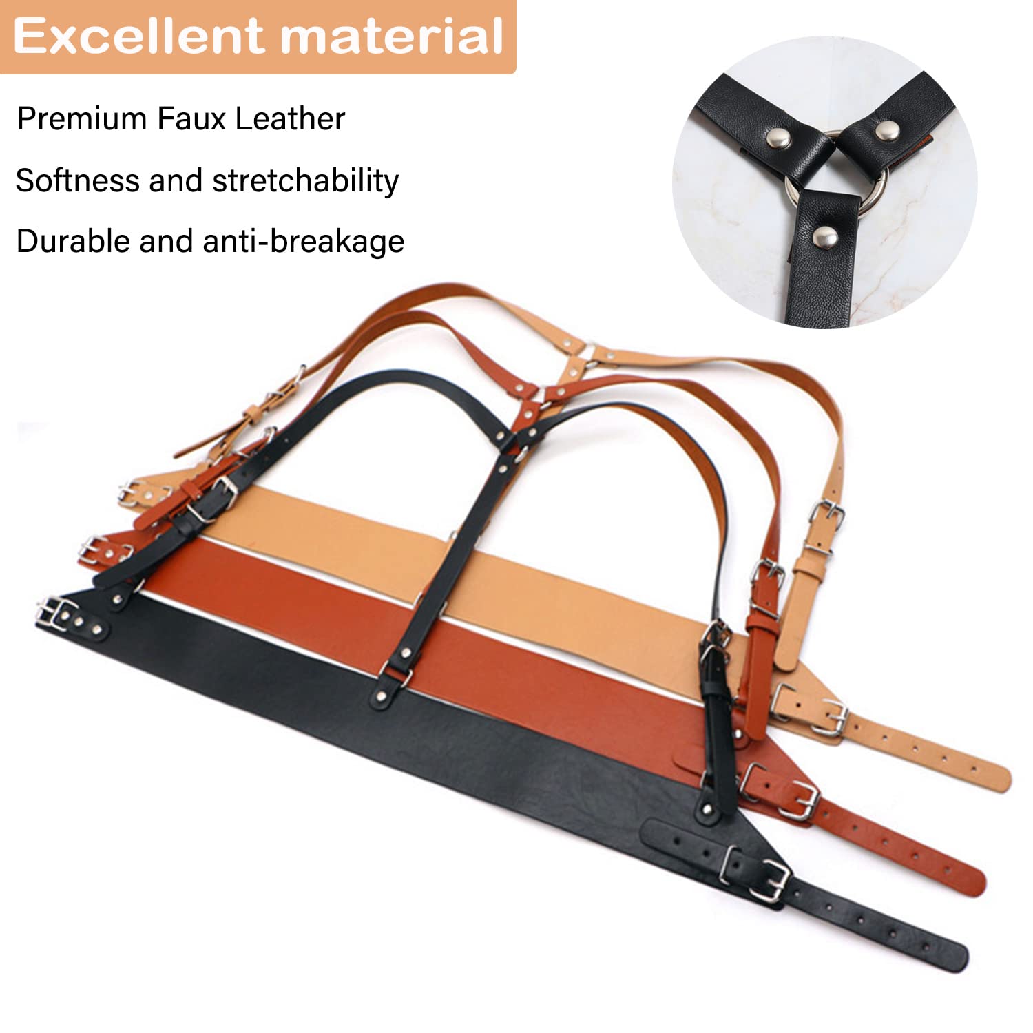 AONEWIN Women's Body Leather Harness Punk Belt Skinny Body Adjustable Suspender For Dresses