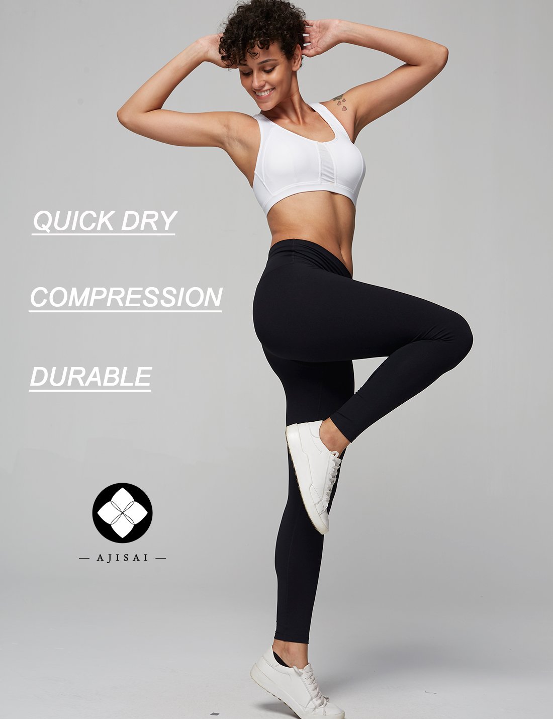 AJISAI Womens Workout Leggings Yoga Pants Running High Waist Tummy Control Color Black Size 2XL