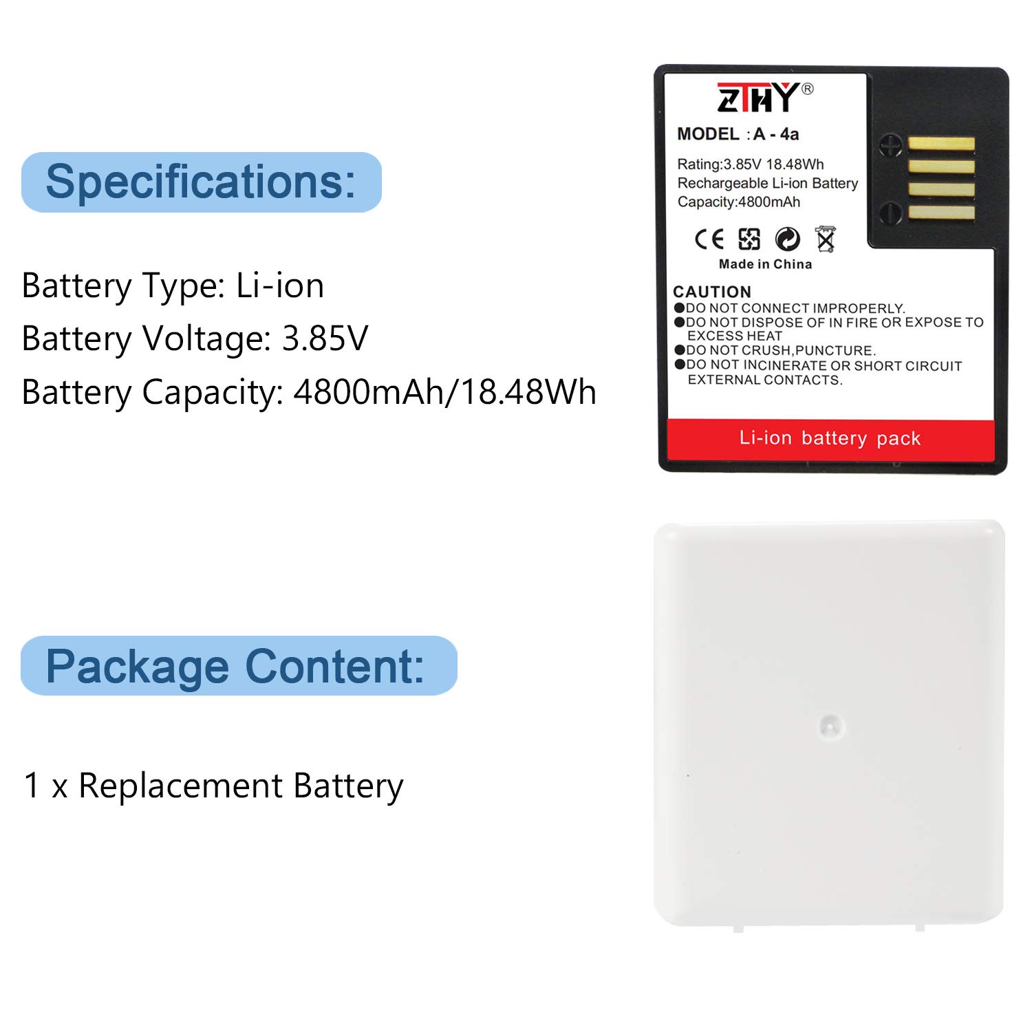 New Battery Rechargeable Replacement for Arlo Ultra, Arlo Ultra 2, Arlo Pro 3, Arlo Pro 4 VMC4040P VMA5400 VMC4350P VMC4050P VMC5040 VMS4240P Series 18.48Wh 3.85V 4800mAh