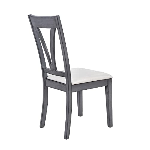 Harper & Bright Designs 5-Piece Dining Table Set with 4 Upholstered Dining Chairs, Solid Wood Dining Furniture Set for Small Place, Kitchen, Dining Room, Antique Grey