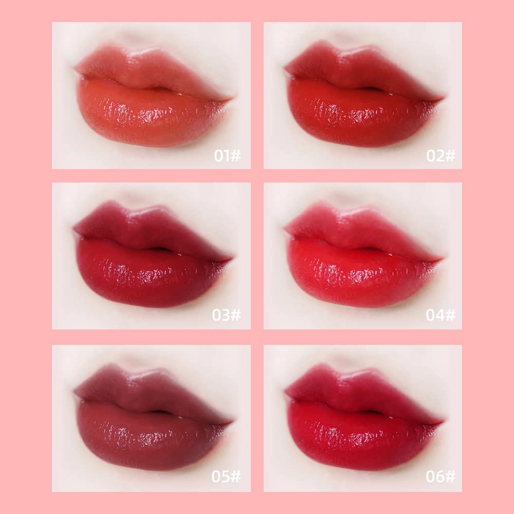 6 Colors Lip Tint Stain Set,Korean Lip Gloss Lip Tint Stain Plumping Mini Liquid Lipstick,Multi-use Lip and Cheek Tint,Long lasting Non-Stick Cup Waterproof,High Pigment, Vivid Color, Lip Color Makeup