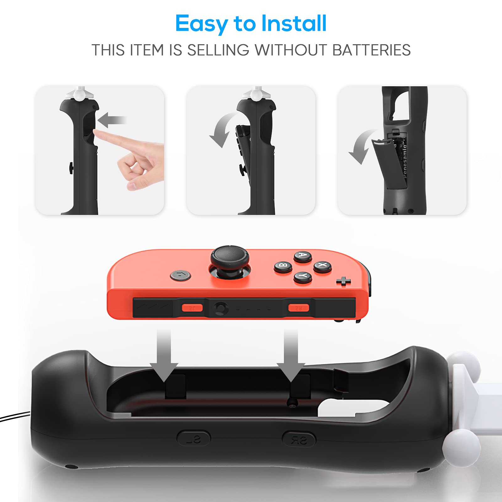 FYOUNG LED Game Sword for Switch/Switch OLED Joy Cons, Hand Grip Sword for The Legend of Zelda: Skyward Sword HD 2021/ Swith Sport Game 2022 Accessories, ONLY for Right Joy Con (Black)