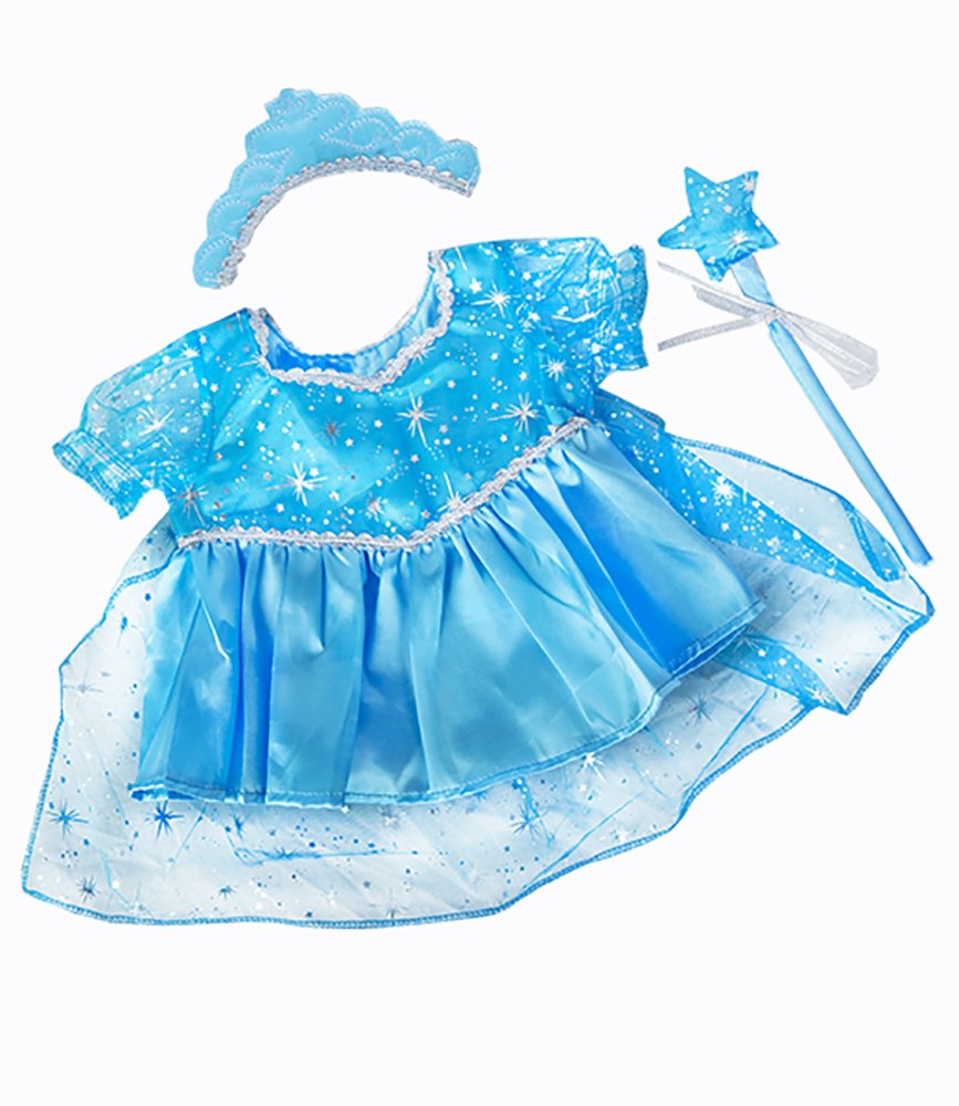 Blue Snow Princess Gown Teddy Bear Clothes Outfit Fits Most 14" - 18" Build-a-bear and Make Your Own Stuffed Animals