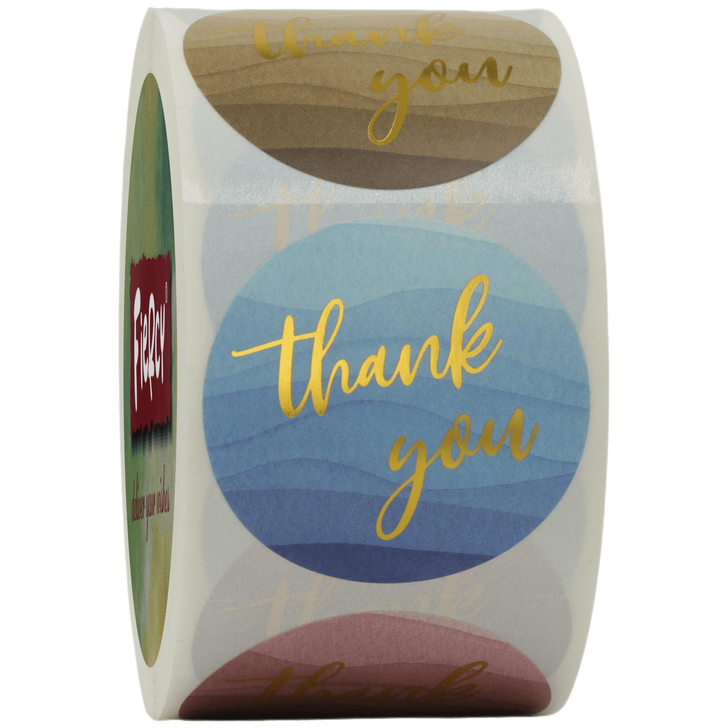 6 Colors Watercolor Thank You Stickers, 1.5 inch Waterproof Thank You Sticker Labels Roll, 500 Gold Stamping Thank You Stickers Small Business, Adhensive Labels for Small Business Packaging Supplies