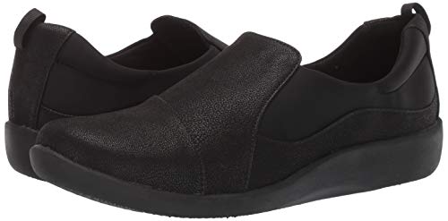 Clarks womens Sillian Paz Slip On Loafer, Black Synthetic Nubuck, 7.5 US