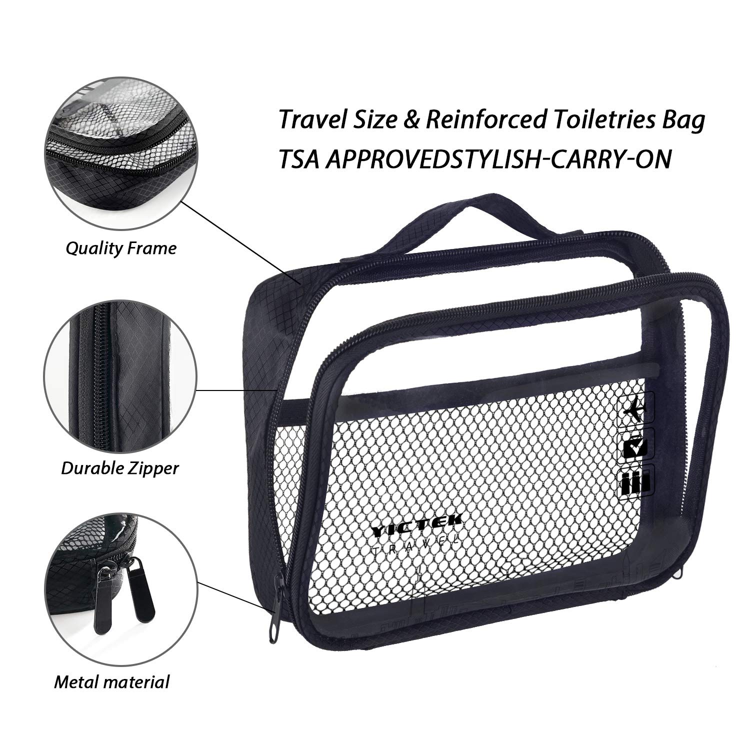 YICTEK Empty Plastic Travel Bottles Containers for Toiletries, TSA Approved Travel Size Toiletries Bottles Kit for Liquids Shampoo Conditioner Lotion, Carry-On Set for Women/Men