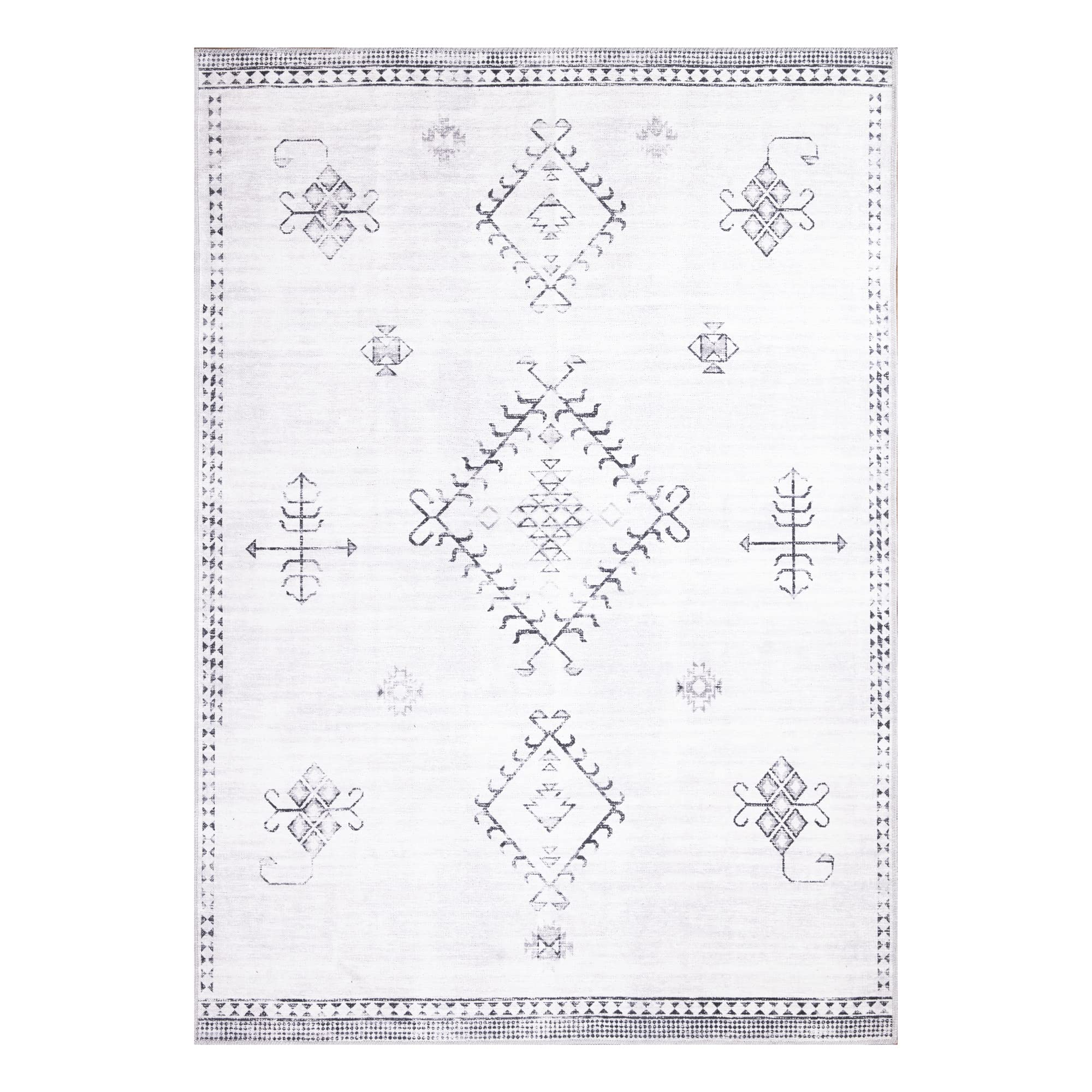 Bloom Rugs Mysia Washable 4x6 Rug - Ivory/Black Modern Geometric Area Rug for Living Room, Bedroom, Dining Room, and Kitchen - Exact Size: 4' x 6'