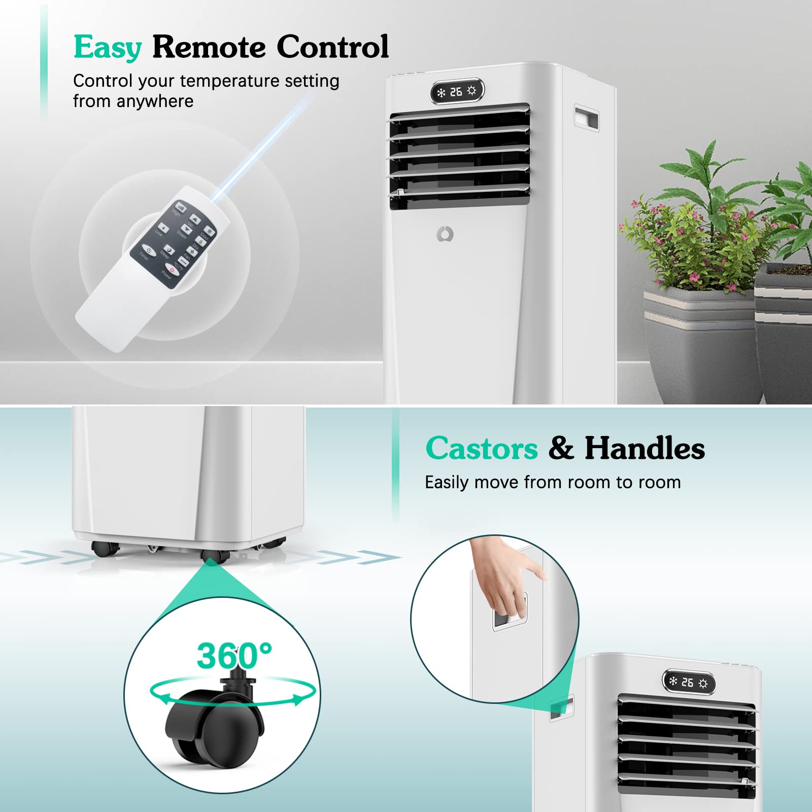 AirOrig Portable Air Conditioners 8000 BTU with Dehumidifier, Fan, Cool Modes, 3-in-1 Portable AC Unit for Rooms up to 350 sq.ft with Remote Control Includes Window Mount Kit