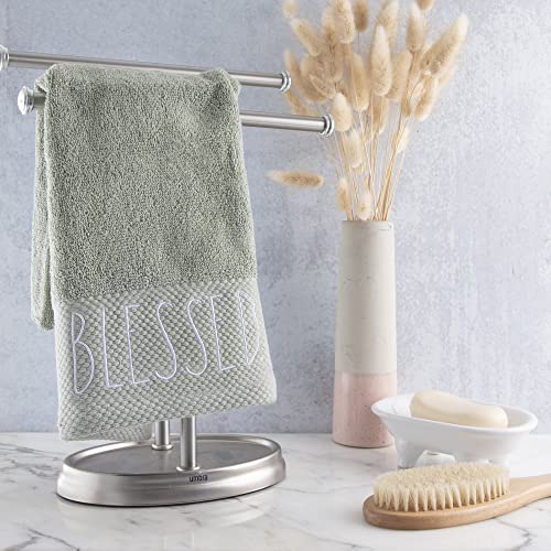 Rae Dunn Hand Towels, Embroidered Decorative Hand Towel for Kitchen and Bathroom, 100% Cotton, Highly Absorbent, Two Pack, 16x28, Embroidered Sage
