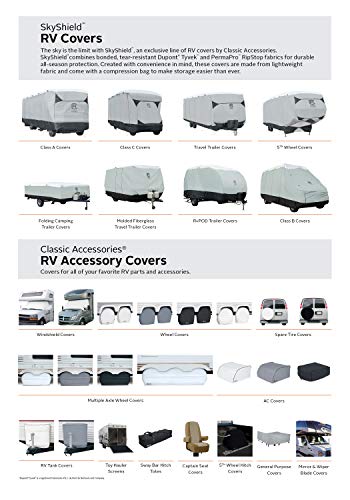 Classic Accessories RV SkyShield™ R-Pod Cover, 16'2"L x 78"W, Model 2, Durable, Tear-Resistant, Teardrop, Travel Trailer Storage Cover, Compatible with R-Pod Trailers, Black/Grey/Snow White