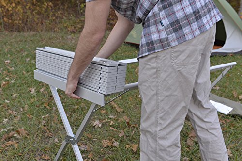 ALPS Mountaineering Folding Camping Table with Smooth Easy-to-Clean Roll Top and Sturdy and Lightweight Aluminum X Frame, Shoulder Carry Bag, Regular, Silver