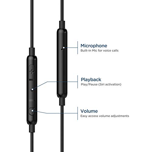 Thore Wired iPhone Headphones with Lightning Connector Earphones - MFi Certified by Apple Earbuds Wired in-Ear Microphone and Volume Remote for iPhone 14 Pro Max, 13, 12 Mini, XR, Xs, 11, 7, 8 (Black)