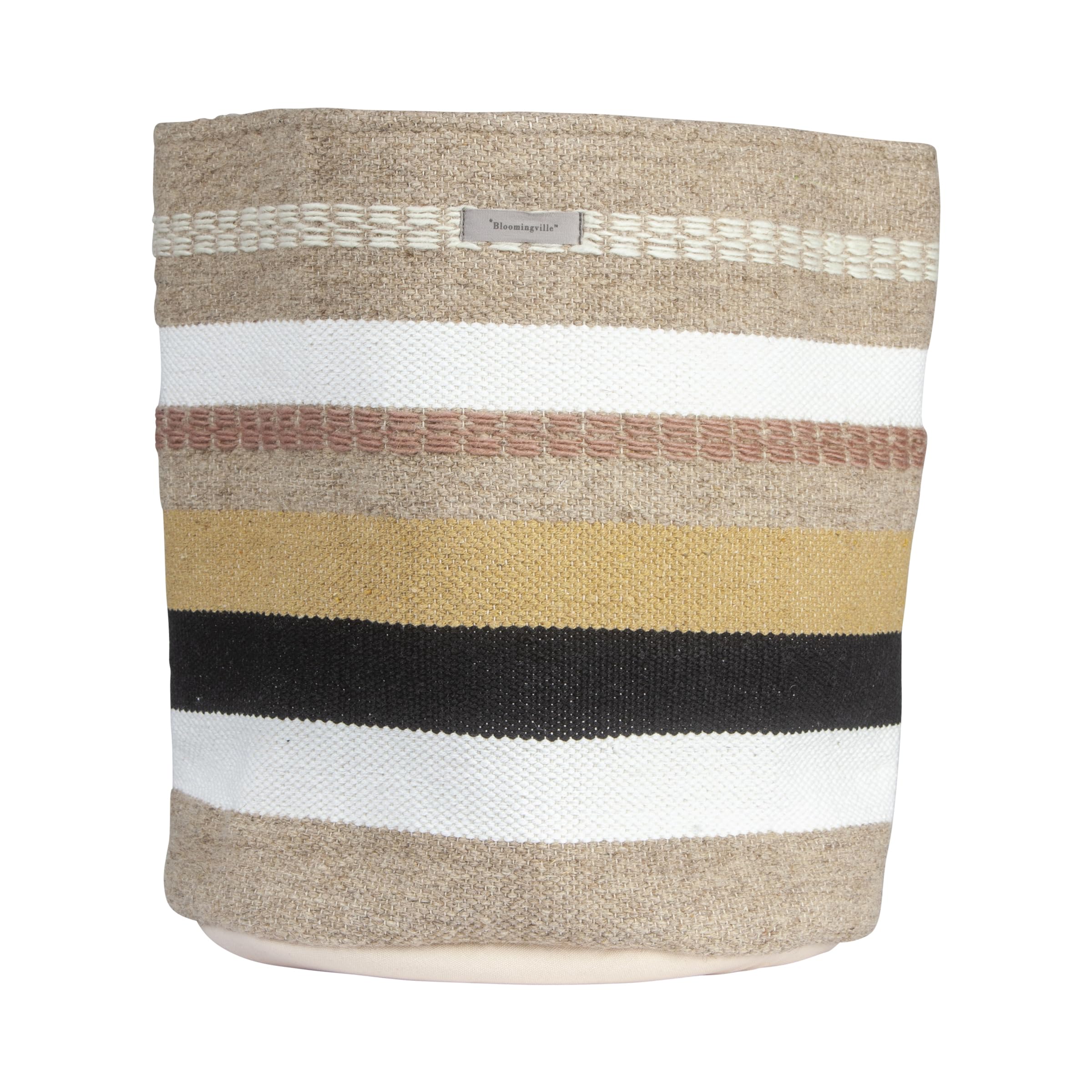 Bloomingville Soft-Sided Cotton Wool Storage Basket with Stripes, Multicolor