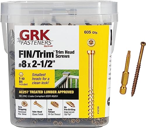 GRK 772691167309 8 x 2-1/2" Fasteners 16730 FIN/Trim Screws 605CT, Gold, 605 Count