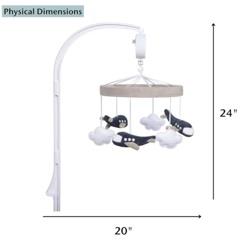 Sammy & Lou Airplane Baby Crib Mobile with Music, Crib Mobile Arm Fits Standard Crib Rail