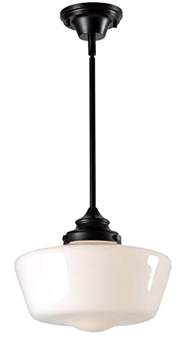 Kenroy Home 93661ORB Cambridge 1 Light Pendant with Blackened Oil Rubbed Bronze Finish, Rustic Style, 9.5" Height, 12" Width, 12" Depth