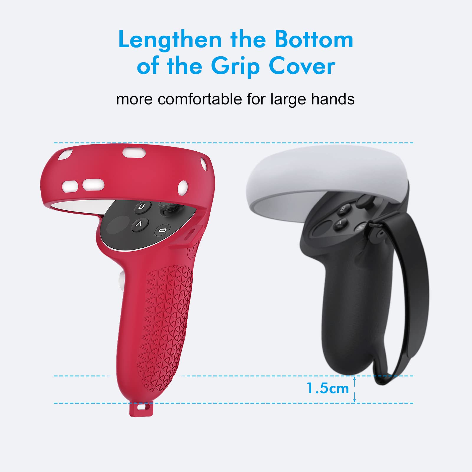 EWalos Accessories for Oculus/Meta Quest 2, Touch Controller Leather Grip Cove, Face Cover and Lens Protective Cover, Sweat-Proof, Light-Proof, Anti-Throw and Comfort-Enhancing Accessories Set(Red)