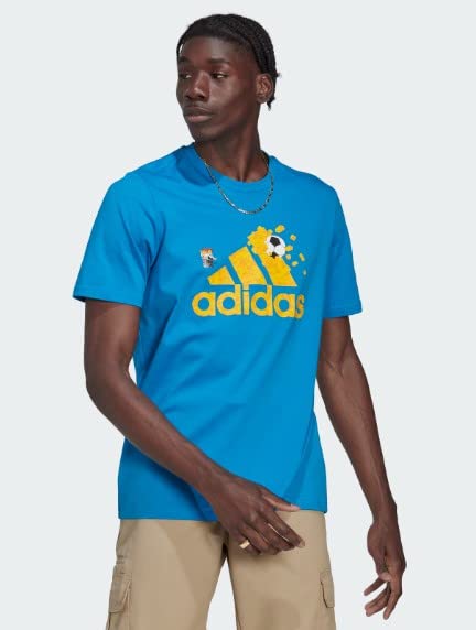 adidas Men's Soccer X Lego Soccer Graphic TEE Bright Blue (as1, Alpha, x_l, Regular, Regular)