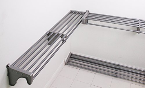 EZ Shelf -3 Pack- Expandable Closet Shelf with Hanging Rod -(Each 40.5” to 73”) with 2 End Brackets- Silver-Strong-Easy to Install-Wire Closet Shelving Alternative
