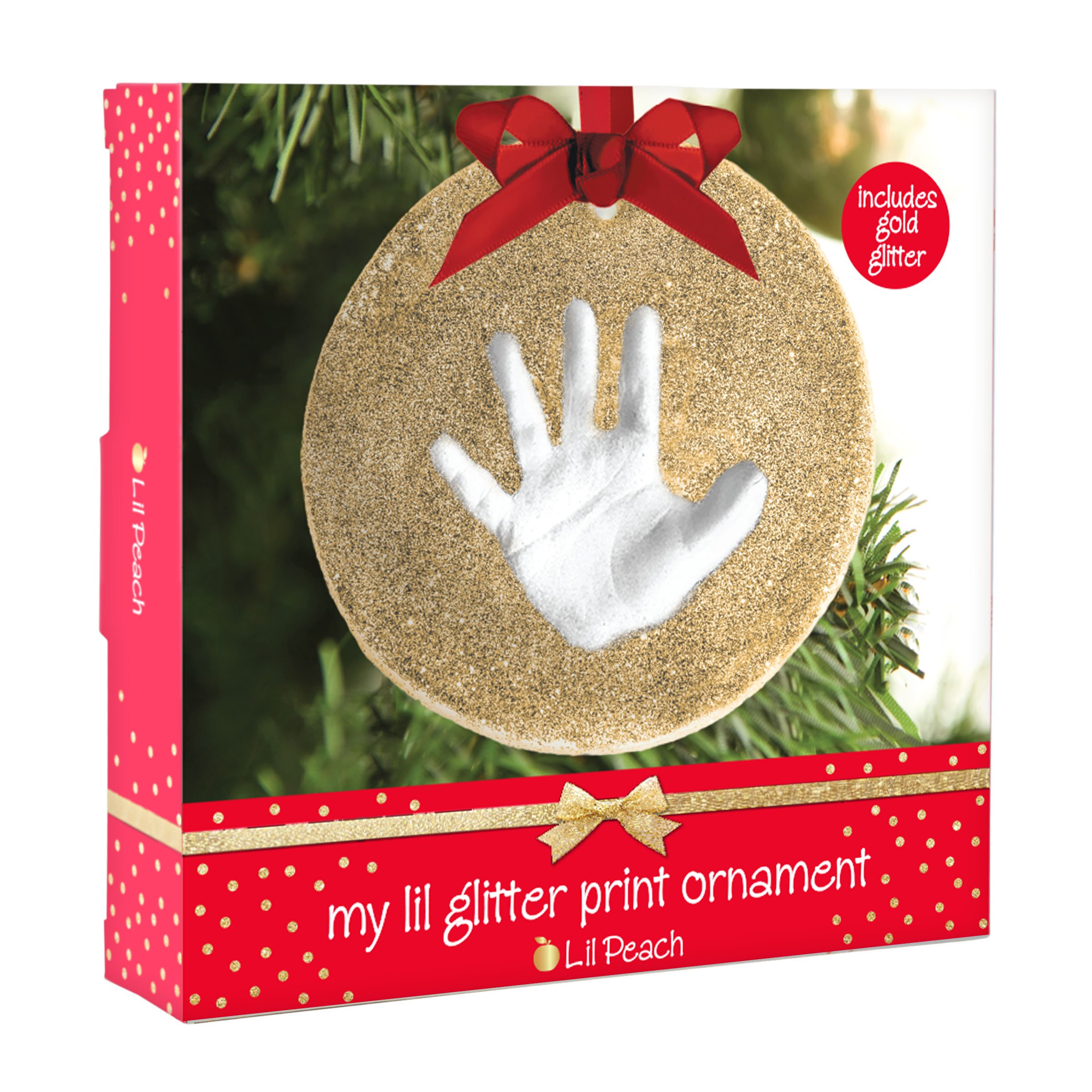 Lil Peach Mistletoes Footprint Christmas Tree Ornament, Babyprints Making Kit, DIY Newborn Holiday Keepsake, Baby's First Christmas