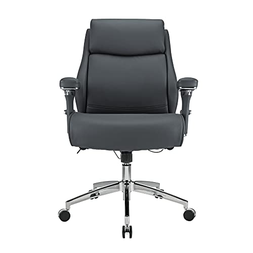 RealspaceĀ® Modern Comfort Keera Bonded Leather Mid-Back Manager's Chair, Gray/Chrome, BIFMA Certified