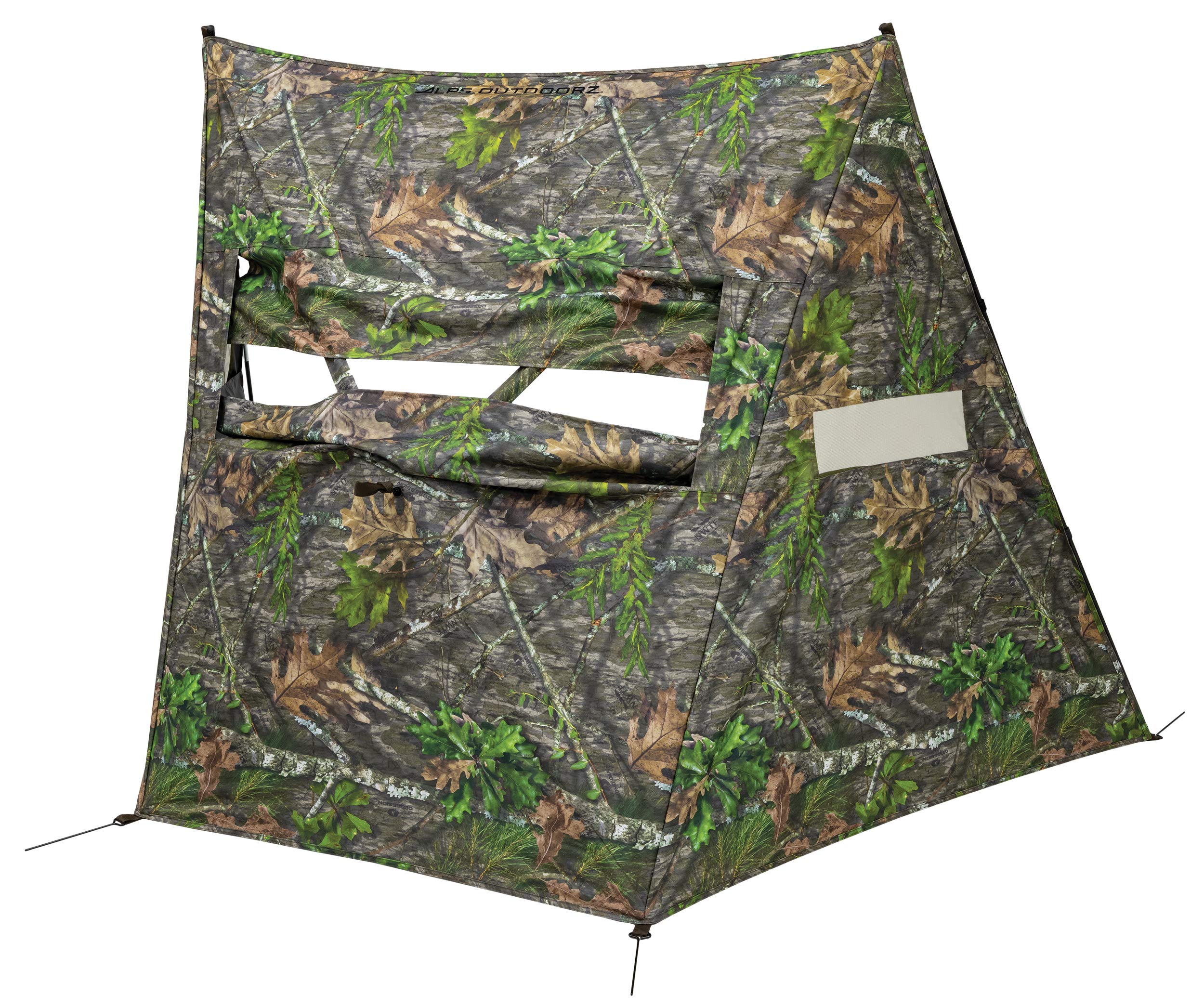 ALPS OutdoorZ Dash Camo Panel Hunting Blind with Hybrid 2 Person Ground Pop Up Design for Quick Deployment, Wide Window, and Interior Mesh Pocket, Mossy Oak Obsession