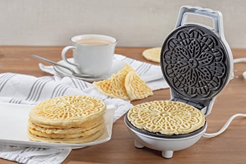 Mini Electric Pizzelle Maker - Makes One Personal Tiny Sized 4" Traditional Italian Cookie in Minutes- Nonstick, Easy to Use Press - Recipes Included- Must Have Dessert Treat for Summer Baking or Gift