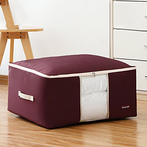 Oululu Oxford Storage Bag for Quilt Blanket Clothes Comforter (Wine Red, L)