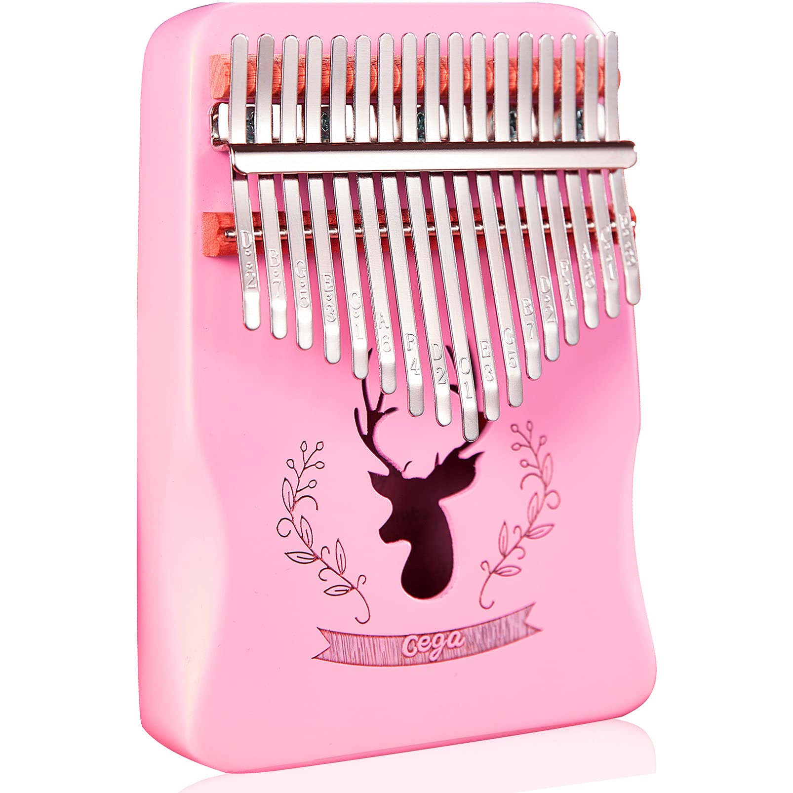 Kalimba 17 Key Thumb Piano Finger Piano Deer Pattern Portable Musical Instrument Gifts for Kids Amateur and Beginner (Pink)