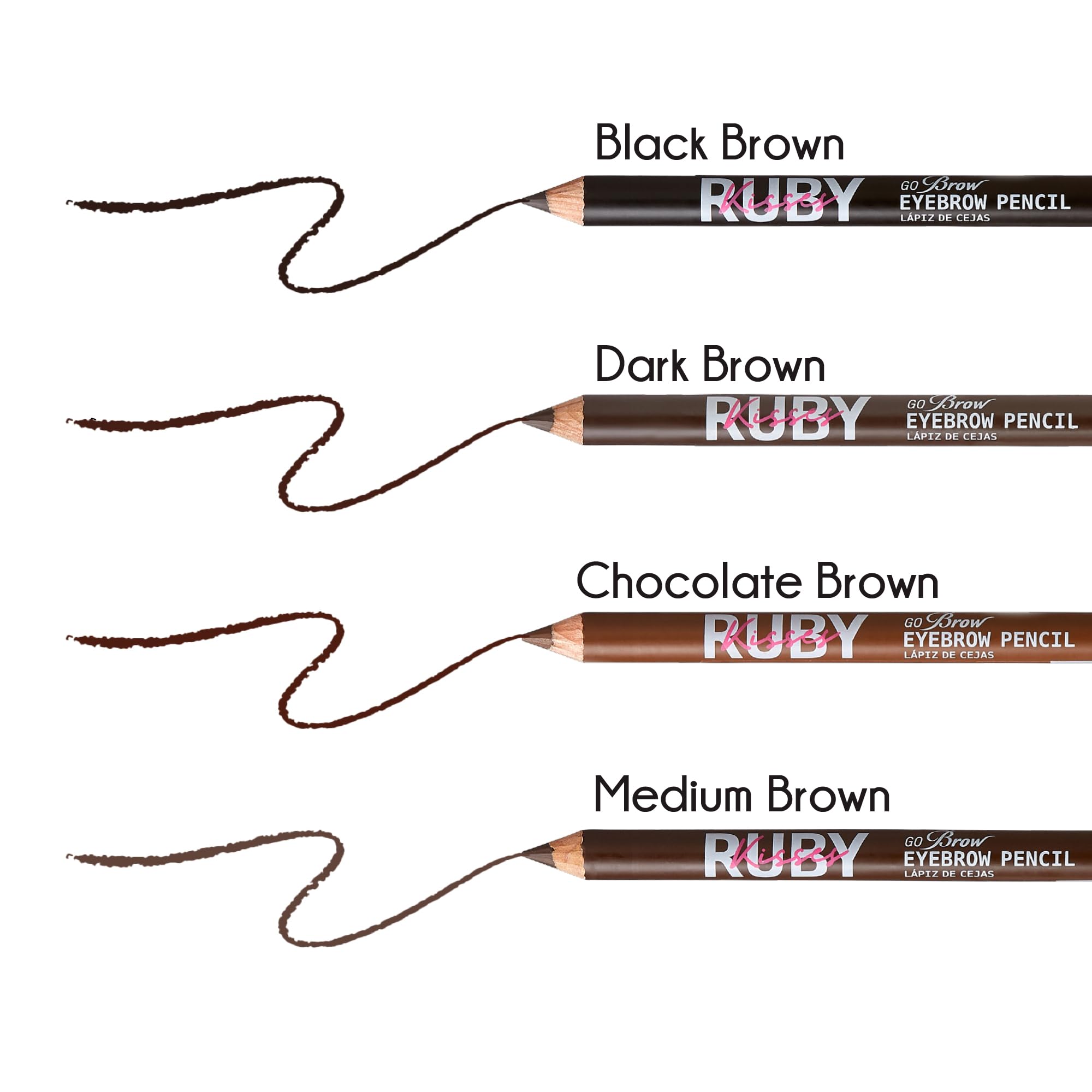 Kiss Go Brow Eyebrow Wooden Pencil Dark Brown (6 Pieces)