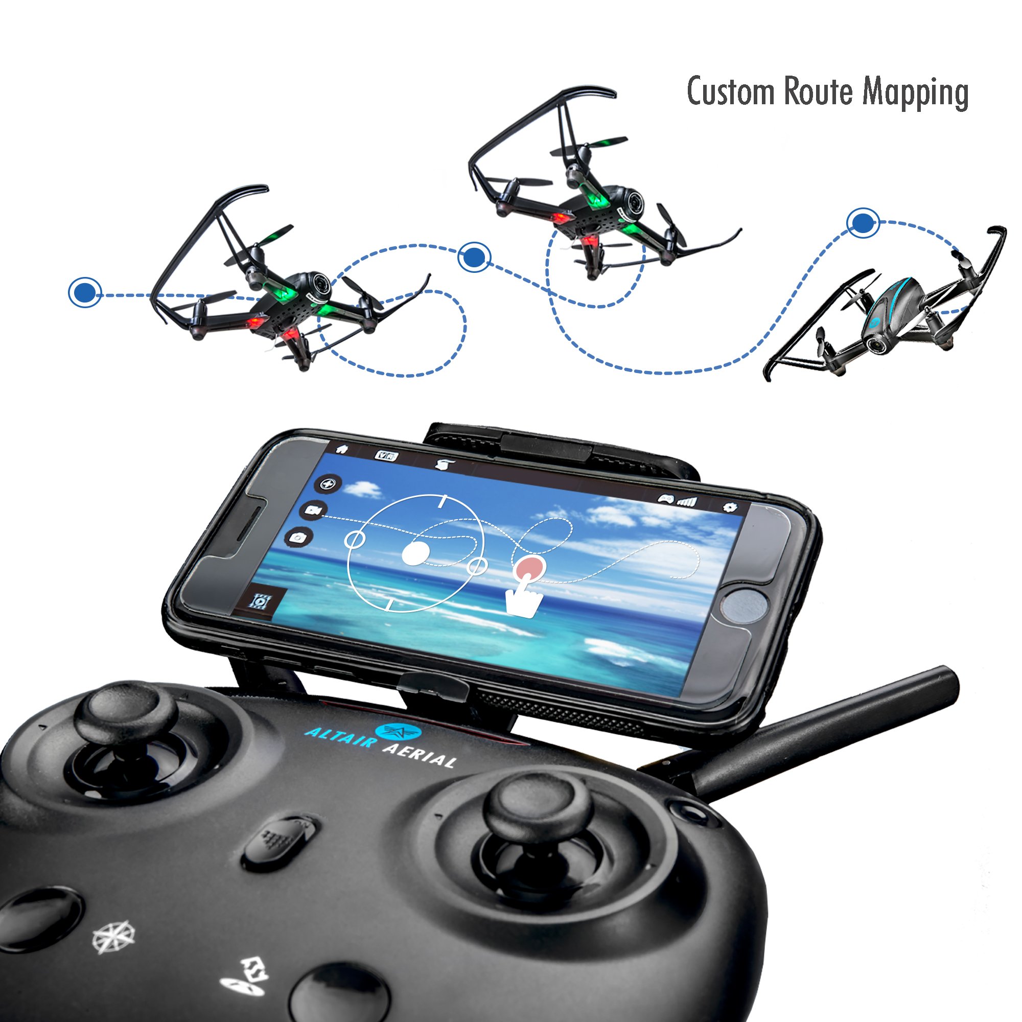 Altair #AA108 Camera Drone Great for Kids & Beginners | RC Quadcopter w/ 720p HD FPV Camera VR, Headless Mode, Altitude Hold, 3 Skill Modes, Easy Indoor Drone, 2 Batteries