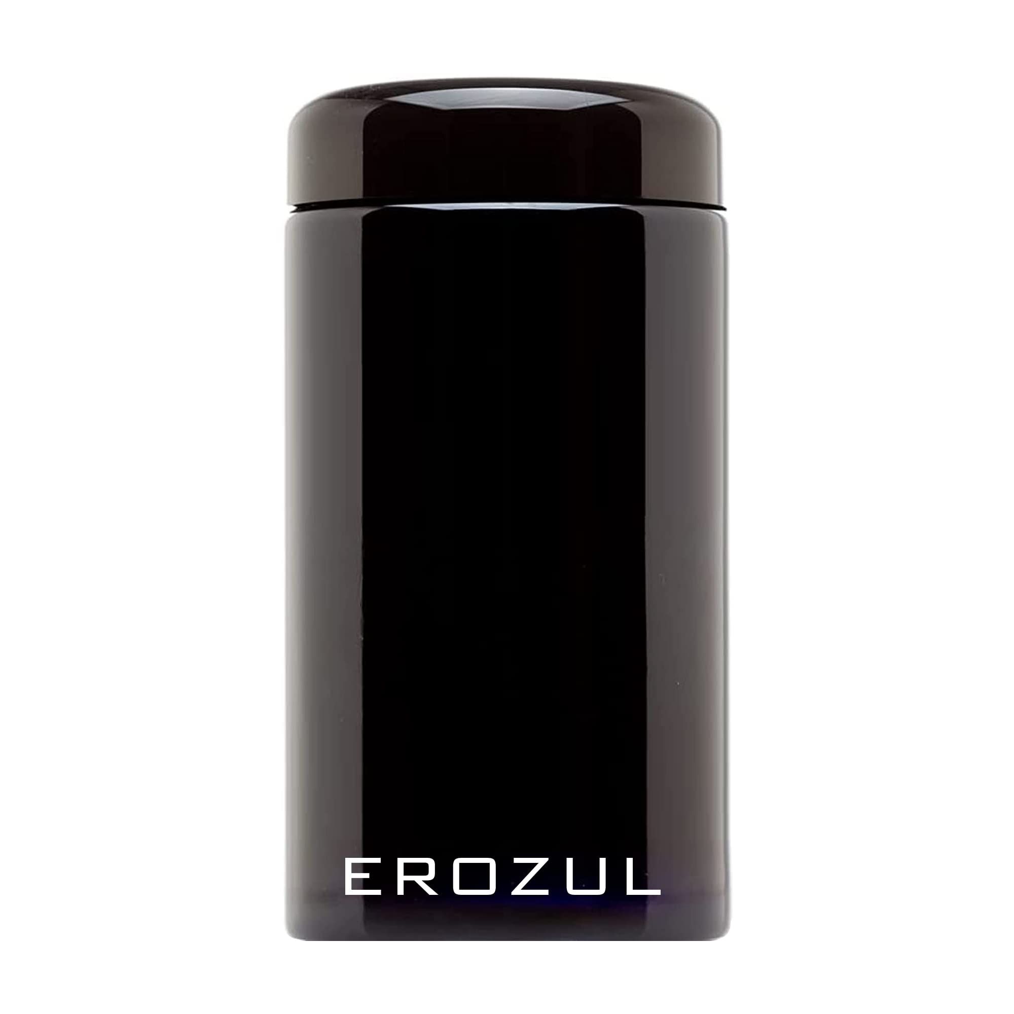 Erozul 500 ml (1 oz) Screw Top Airtight Wide Mouth Ultraviolet Glass Jar with High UV Protection